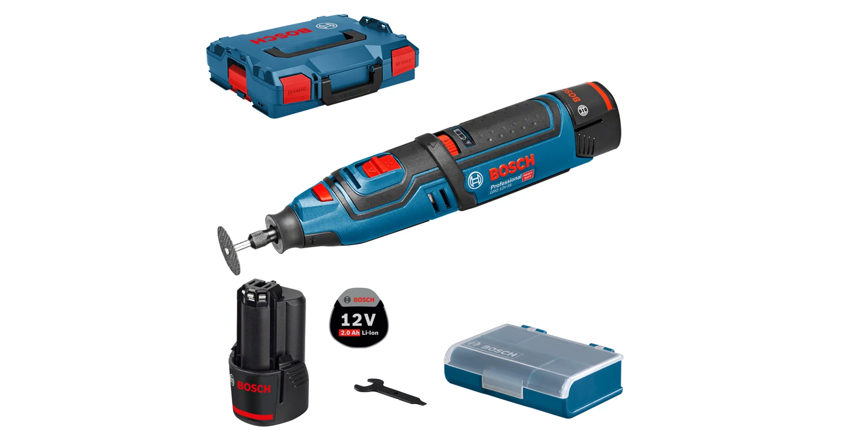 Bosch GRO 12V-35 akkus multifunkciós gép kofferben, 12V (2db 2Ah ...