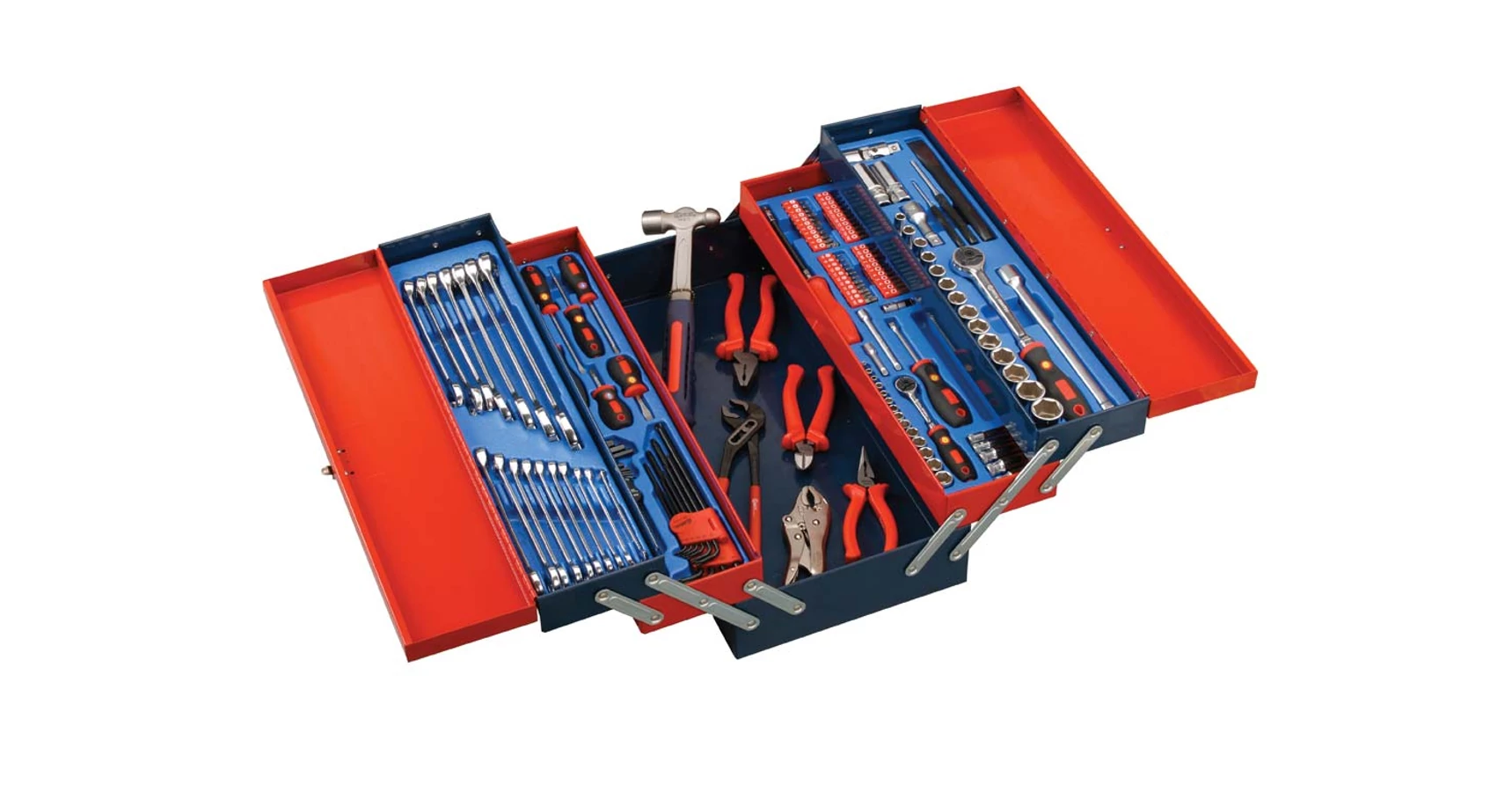 Genius Tools hordozható szerszámos láda + szerszámok, metrikus, 1/4 és ...