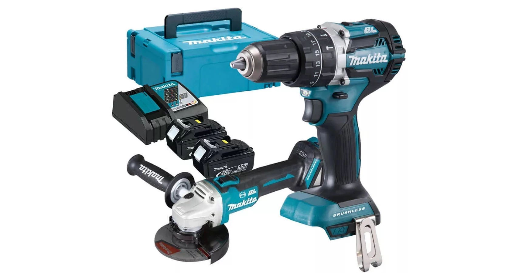 Makita DLX2272 akkus gépszett, 18V, kofferban (2 gép, 2db 5Ah akkuval és töltővel)