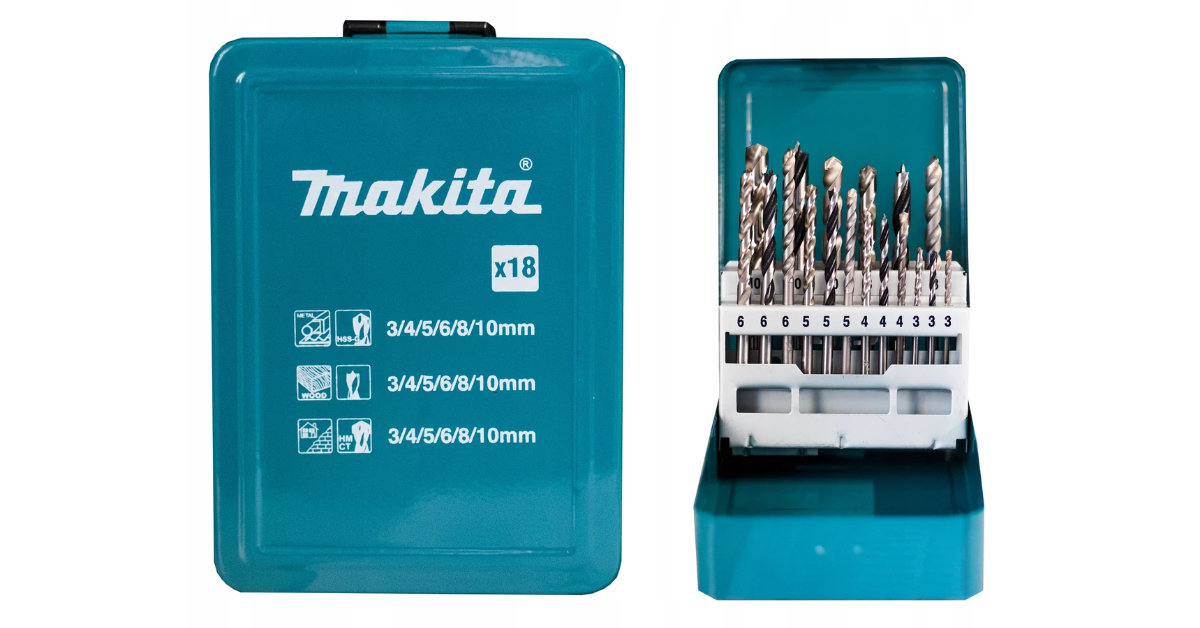 Makita fúrószár készlet fémhez, fához, téglához 18 részes