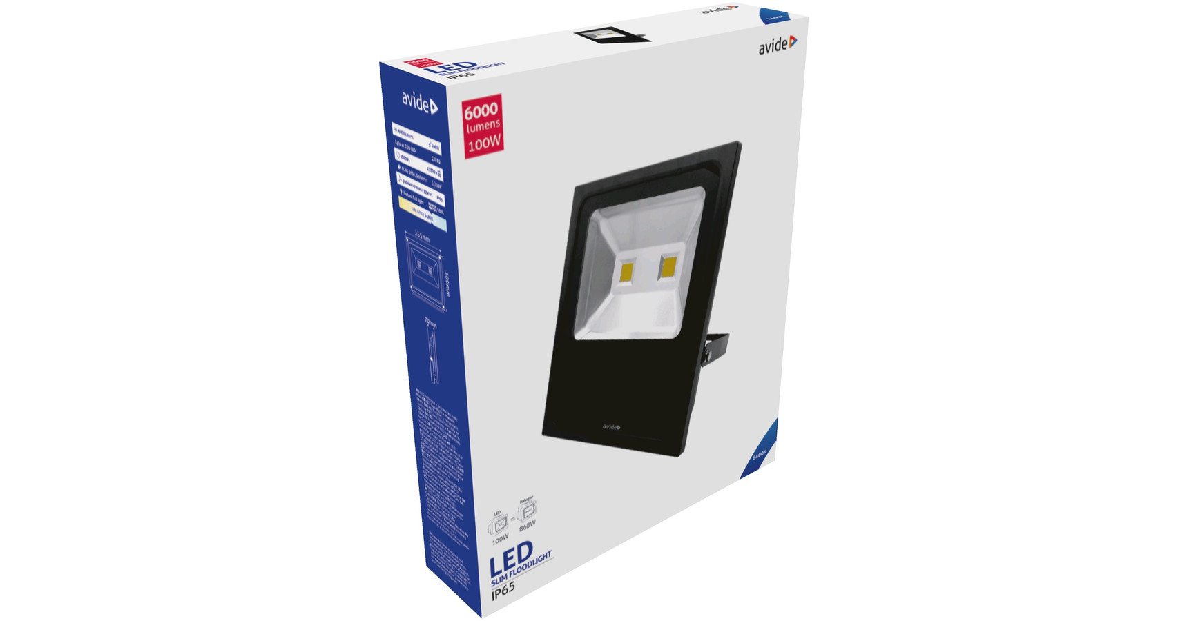 Avide LED Reflektor Slim 100W CW 6400K