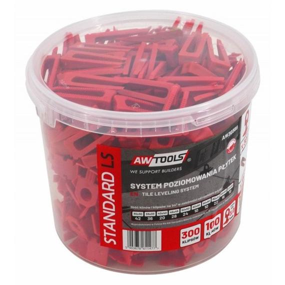 AWTools burkolat szintező készlet, 7-15mm, 3mm, 300+100db